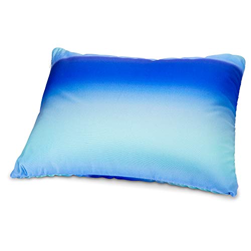 FABSKIY Squishy Neck Microbead Throw Pillow with Removable Cover, 16 and 12Inches Soft Travel Body Bed Pillow Bead Pillow for Kids Adult Chair Sleeping Car Seat (Ocean Blue)