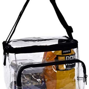 Clear Lunch Bag - Durable PVC Plastic See Through Lunch Bag with Adjustable Shoulder Strap Handle for Prison Correctional Officers, Work, Stadium Approved, Freezer Proof. (Medium)