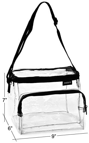 Clear Lunch Bag - Durable PVC Plastic See Through Lunch Bag with Adjustable Shoulder Strap Handle for Prison Correctional Officers, Work, Stadium Approved, Freezer Proof. (Medium)