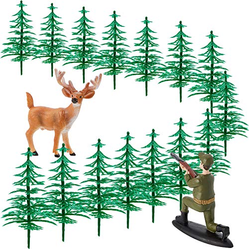 17 Pieces Deer Hunting Cake Topper Christmas Tree Cake Decorations Deer Hunting Theme Cake Topper for Birthday Party Deer Hunting Halloween Supplies