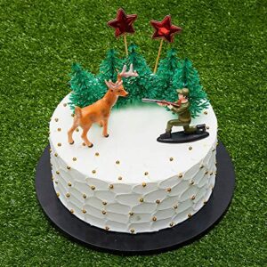 17 Pieces Deer Hunting Cake Topper Christmas Tree Cake Decorations Deer Hunting Theme Cake Topper for Birthday Party Deer Hunting Halloween Supplies