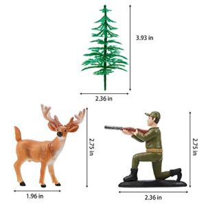 17 Pieces Deer Hunting Cake Topper Christmas Tree Cake Decorations Deer Hunting Theme Cake Topper for Birthday Party Deer Hunting Halloween Supplies