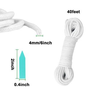 1/6 Inches Self Watering Wick Cord String Cotton Rope for DIY Plant Automatic Watering Device (40 Feet)