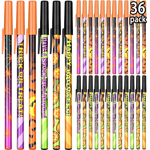 Zonon Halloween Pens Pumpkin Bat Spider Ballpoint Pens for Halloween Theme Party Supplies School Office Home Use (36)