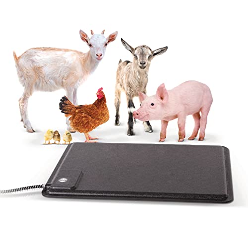 K&H PET PRODUCTS Thermo-Farm Animal Heated Mat Black Medium 16.5 X 22.5 Inches