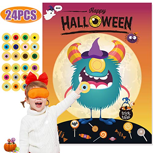 Funnlot Halloween Party Games for Kids Halloween Game Pin The Eye on The Monster Game Halloween Party Favors  Halloween Party Games Activities Halloween Pin The Tail Game