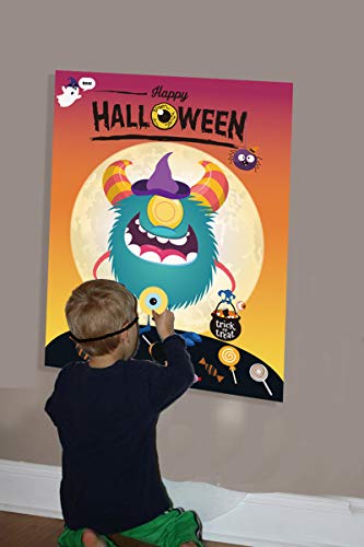 Funnlot Halloween Party Games for Kids Halloween Game Pin The Eye on The Monster Game Halloween Party Favors  Halloween Party Games Activities Halloween Pin The Tail Game