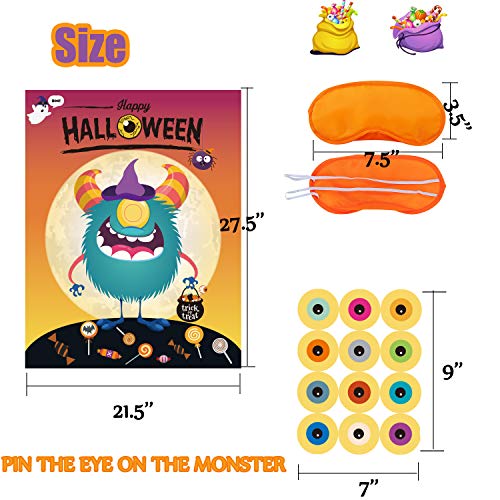 Funnlot Halloween Party Games for Kids Halloween Game Pin The Eye on The Monster Game Halloween Party Favors  Halloween Party Games Activities Halloween Pin The Tail Game