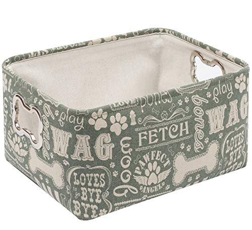 Canvas Storage Basket Toy Bin Organizer with Metal Handles - Idea for Organizing Toy Storage, Baby Toys, Kids Toys, Dog Toys, Baby Clothing, Children Books, Gift Baskets - Green