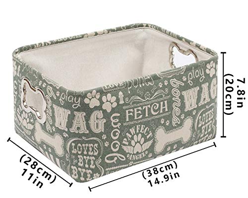 Canvas Storage Basket Toy Bin Organizer with Metal Handles - Idea for Organizing Toy Storage, Baby Toys, Kids Toys, Dog Toys, Baby Clothing, Children Books, Gift Baskets - Green