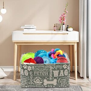 Canvas Storage Basket Toy Bin Organizer with Metal Handles - Idea for Organizing Toy Storage, Baby Toys, Kids Toys, Dog Toys, Baby Clothing, Children Books, Gift Baskets - Green