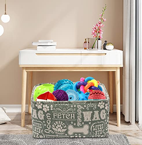 Canvas Storage Basket Toy Bin Organizer with Metal Handles - Idea for Organizing Toy Storage, Baby Toys, Kids Toys, Dog Toys, Baby Clothing, Children Books, Gift Baskets - Green