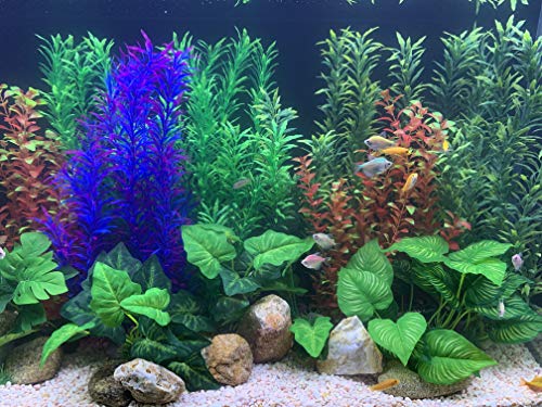 2 Pcs Artificial Water Plants, Fish Tank Aquarium Decorations, Made of Soft Plastic