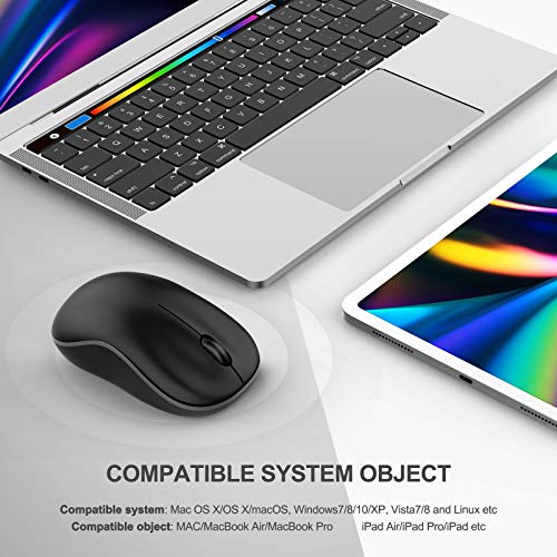 Bluetooth Mouse, 2.4G Bluetooth Wireless Mouse Dual Mode(Bluetooth 5.0+USB), Computer Mouse with USB Receiver, Ergonomic Mouse Compatible with Laptop, iPad, MacOS, PC, Windows, Android (Black)