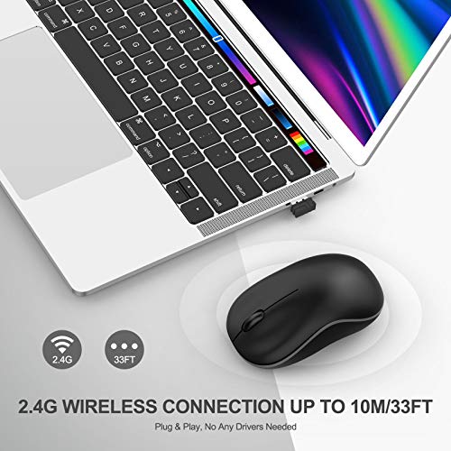 Bluetooth Mouse, 2.4G Bluetooth Wireless Mouse Dual Mode(Bluetooth 5.0+USB), Computer Mouse with USB Receiver, Ergonomic Mouse Compatible with Laptop, iPad, MacOS, PC, Windows, Android (Black)