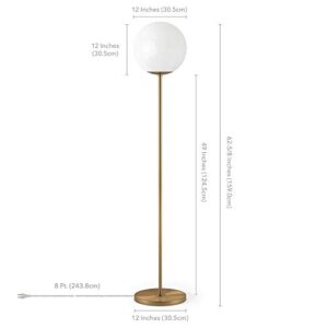 Theia Globe & Stem Floor Lamp with Plastic Shade in Brass/White