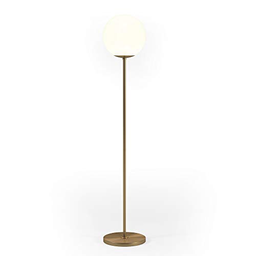 Theia Globe & Stem Floor Lamp with Plastic Shade in Brass/White