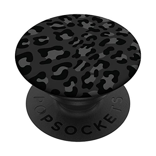 Cute Black Leopard Print Pattern Design For Women On Black PopSockets PopGrip: Swappable Grip for Phones & Tablets