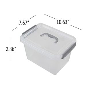 Nesmilers 6 Packs Plastic Storage Boxes, Small Clear Bins with Lids, 6 Liter