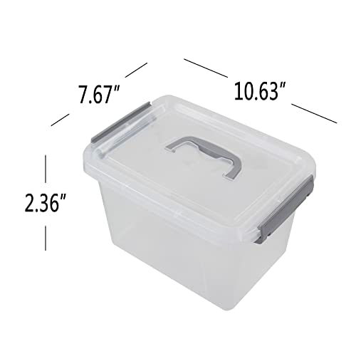 Nesmilers 6 Packs Plastic Storage Boxes, Small Clear Bins with Lids, 6 Liter