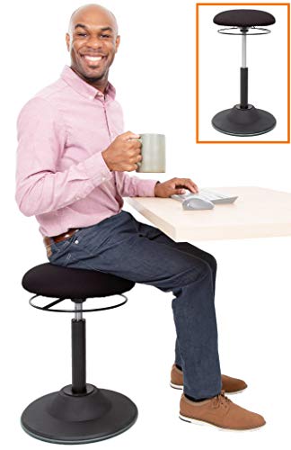 Stand Steady Active Motion Stool | Ergonomic Tilting Desk Chair with 360° Swivel Seat | Height Adjustable Stool for Home, Office, Standing Desks (Black)