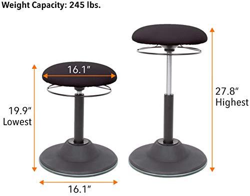 Stand Steady Active Motion Stool | Ergonomic Tilting Desk Chair with 360° Swivel Seat | Height Adjustable Stool for Home, Office, Standing Desks (Black)