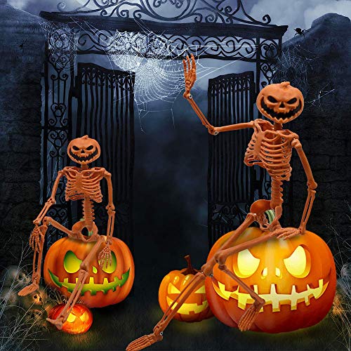 BLUELF Halloween Pumpkin Skeleton Decorations for Halloween Party Decor