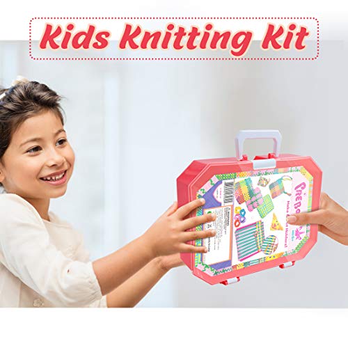 PREBOX Weaving Loom Kit Toys for Kids and Adults, Potholder Loops Crafts for Girls Ages 6 7 8 9 10 11 12, 7" Pot Holder Loom Knitting Kits and Gifts for Kids and Beginners, Make 6 Masterpieces