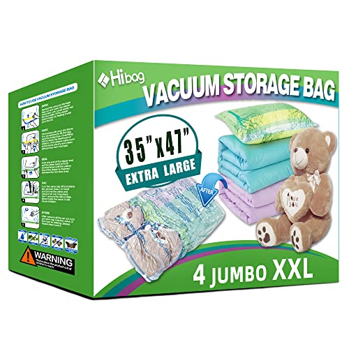 XXL Jumbo 47''X35'' Vacuum Storage Space Saver Bags Extra Large for Blanket, Bedding, Comforters and Huge Stuffed Toy (4 Pack)