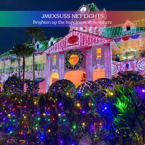 JMEXSUSS Solar Net Mesh String Lights Outdoor Waterproof Lights, 8 Modes Remote Control Waterproof Solar Net Lights Outdoor Green Wire 9.8ft x 6.6ft 320 LED Mesh Lights（Multi Color）…