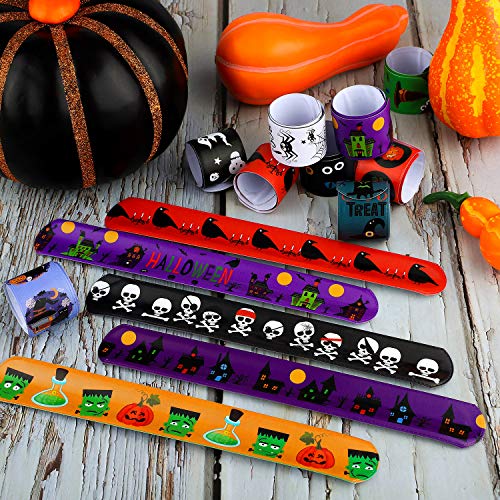 Motarto 72 Pieces Halloween Snap Bracelets Halloween Wrist Decoration Slap Bracelets Toy for Halloween Party Favors, Classroom Prizes Exchanging Gifts