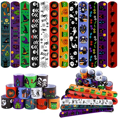 Motarto 72 Pieces Halloween Snap Bracelets Halloween Wrist Decoration Slap Bracelets Toy for Halloween Party Favors, Classroom Prizes Exchanging Gifts