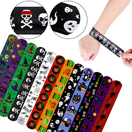 Motarto 72 Pieces Halloween Snap Bracelets Halloween Wrist Decoration Slap Bracelets Toy for Halloween Party Favors, Classroom Prizes Exchanging Gifts