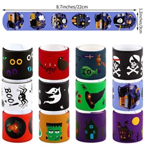 Motarto 72 Pieces Halloween Snap Bracelets Halloween Wrist Decoration Slap Bracelets Toy for Halloween Party Favors, Classroom Prizes Exchanging Gifts