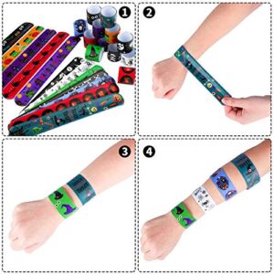 Motarto 72 Pieces Halloween Snap Bracelets Halloween Wrist Decoration Slap Bracelets Toy for Halloween Party Favors, Classroom Prizes Exchanging Gifts