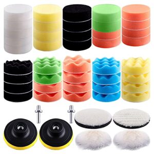 siquk 48 pieces car polishing pad kit 3 inch buffing pads sponge polishing pads foam buffer polish pads car polisher attachment for drill