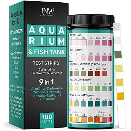 JNW Direct Aquarium Test Strips - 9-in-1 Aquarium Test Kit with eBook - Aquarium Water Test Kit with Quick and Accurate Fish Tank Test Strips - 100 Test Strips