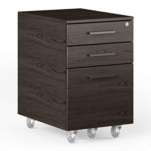 BDI Sequel 6107 Mobile File Pedestal, Charcoal Stained Ash Wood