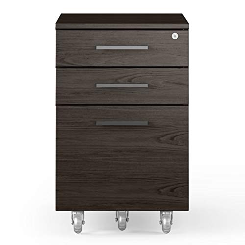 BDI Sequel 6107 Mobile File Pedestal, Charcoal Stained Ash Wood