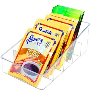 youngever clear plastic food packet storage organizer, 5 divided sections pantry organizer, holder for snacks, soups, seasoning packets for kitchen, refrigerator, and cabinet