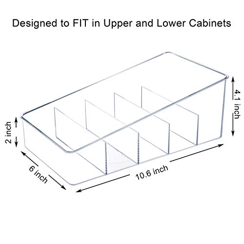 Youngever Clear Plastic Food Packet Storage Organizer, 5 Divided Sections Pantry Organizer, Holder For Snacks, Soups, Seasoning Packets For Kitchen, Refrigerator, and Cabinet