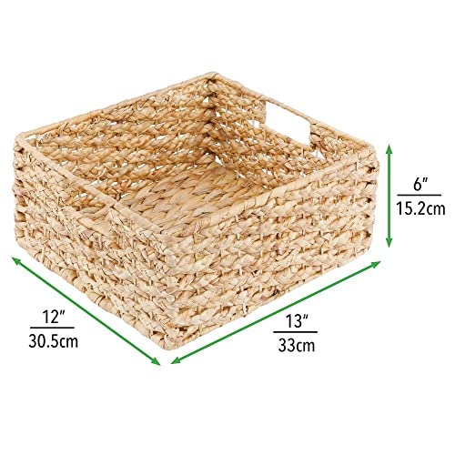 mDesign Hyacinth Braided Woven Kitchen Basket Bin with Built-in Handles for Organizing Kitchen Pantry, Cabinet, Cupboard, Countertop, Shelves - Holds Food, Drinks, Snacks - 6 Pack - Natural/Tan