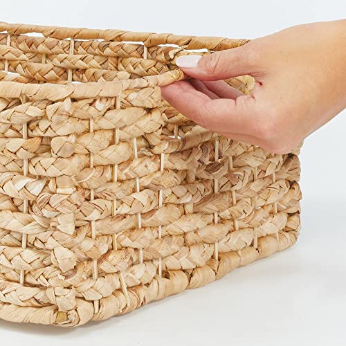 mDesign Hyacinth Braided Woven Kitchen Basket Bin with Built-in Handles for Organizing Kitchen Pantry, Cabinet, Cupboard, Countertop, Shelves - Holds Food, Drinks, Snacks - 6 Pack - Natural/Tan