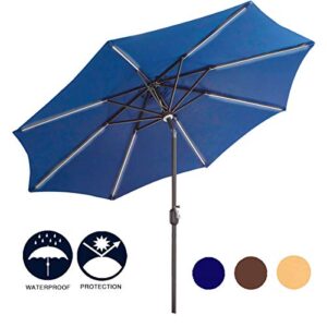 romayard 9ft solar lighted 80 led patio umbrella with 8 aluminum ribs/tilt adjustment and crank lift system,table market patio umbrella for outdoor