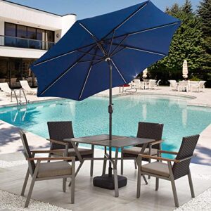 Romayard 9Ft Solar Lighted 80 LED Patio Umbrella with 8 Aluminum Ribs/Tilt Adjustment and Crank Lift System,Table Market Patio Umbrella for Outdoor