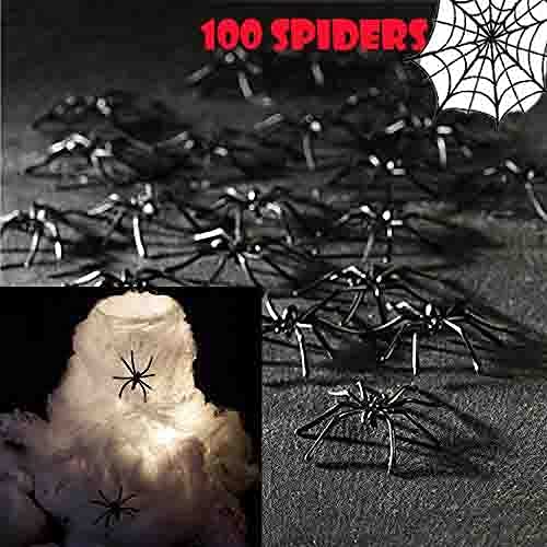 1200 sqft Spider Webs Halloween Decorations, Super Stretch Spider Web Cobwebs with 100 Plastic Fake Spiders Haunted House Yard Creepy Scene Props Indoor Outdoor Decor and Halloween Party Supplies