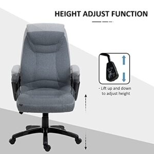 Vinsetto Fabric Home Office Chair, Computer Desk Chair with Tilt Function, Executive Chair with 360° Swivel, Adjustable Height, Padded Armrests and Headrest, Gray