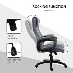 Vinsetto Fabric Home Office Chair, Computer Desk Chair with Tilt Function, Executive Chair with 360° Swivel, Adjustable Height, Padded Armrests and Headrest, Gray