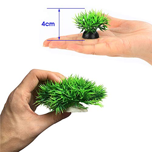 Smoothedo-Pets Aquarium Plants Fish Tank Decorations MediumSize/9.4inch Plastic Artificial Plant Goldfish Waterscape Fish Hides Tree Set (Green Set)