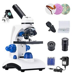 Vanstarry Beginners Microscope Kit 40X-1000X for Kids & Students, Dual LED Lights and Cordless Capability, Illumination Lab Compound Monocular Microscopes with Optical Glass Lenses & 12 Slides